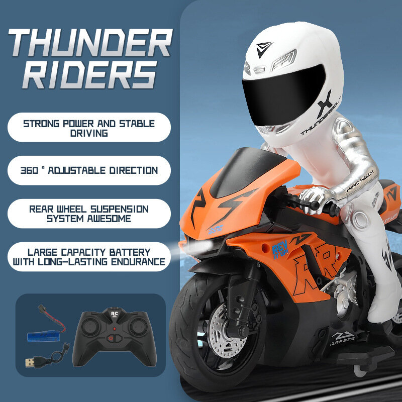 RC мотоцикл с подсветкой, внедорожный мотоцикл, электрическая игрушка, высокоскоростной RC радиоуправляемый автомобиль, гоночный дрифт-стунт-кар