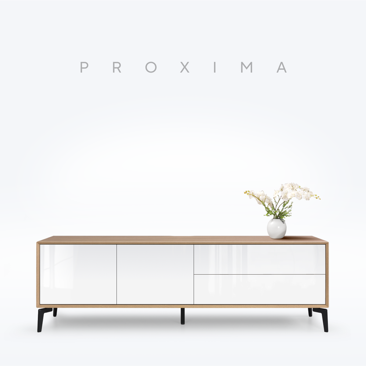 Тумба под ТВ MetalDesign, Proxima MD 7157.15.11, 177х42х55 см, честерфилд - белый