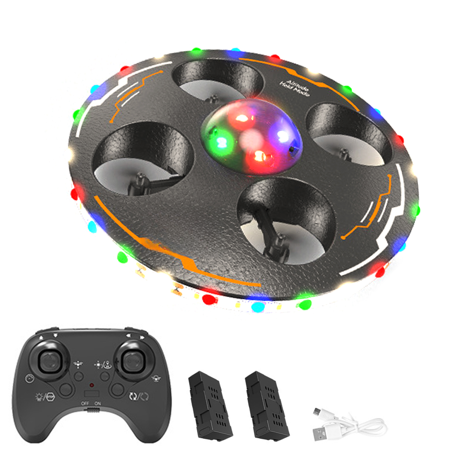 Беспилотник с пультом управления Foam 2.4GHz самолет с пультом управления цветными светодиодами двойной контроллер и часы пульт автоматическое зависание 360° перекат безголовый режим одноклавиатурный возврат для детей 2 батарейки черный EPP 17*17*6cm