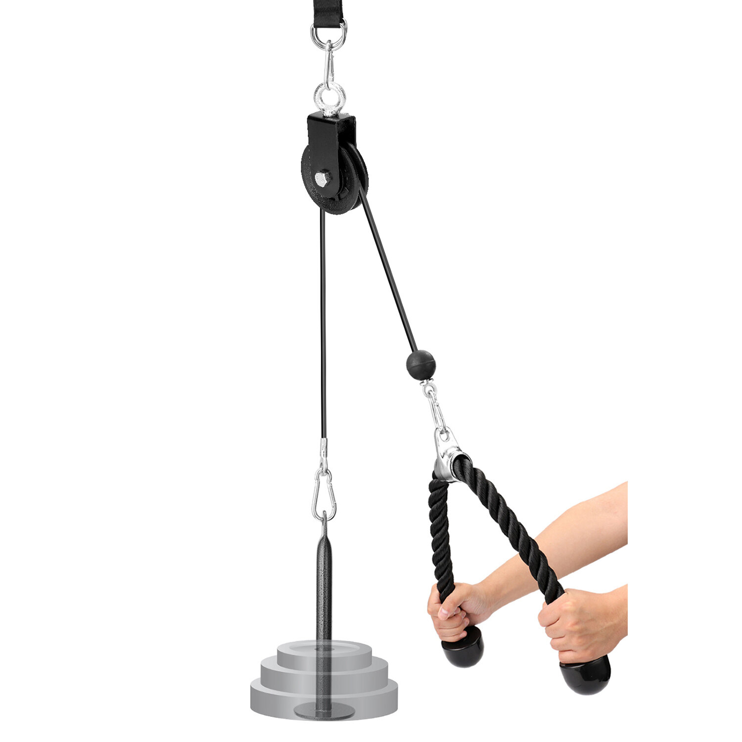 Система для тренажера с блоком и тросом самодельного фитнеса, загрузочный пин, аттачмент для подъема рук, для бицепсов и трицепсов, оборудование для тренировки силы рук, тип F054A и F054B, длина троса 2 м, материал нитон и нержавеющий сталь, вес упаковки
