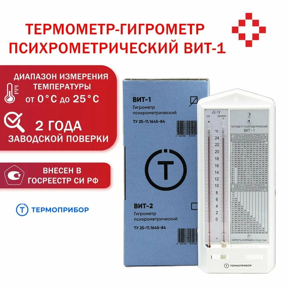 Гигрометр психрометрический ВИТ-1 (0+25), ОАО "Термоприбор"