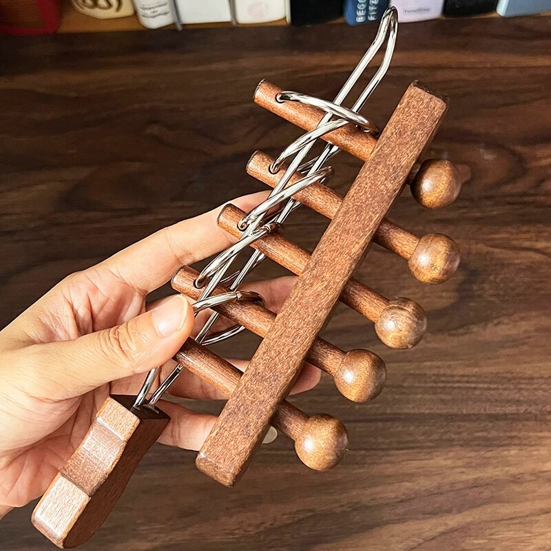Ручная работа деревянная китайская головоломка Куньмин с 5 кольцами - обучающая игрушка для студентов и детей