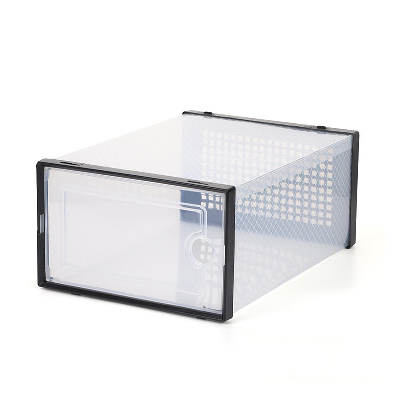 Прямая продажа пластиковой коробки для обуви с откидной крышкой, складная коробка для хранения обуви, прозрачный шкаф для обуви, пластиковая обувная полка, экономящая пространство