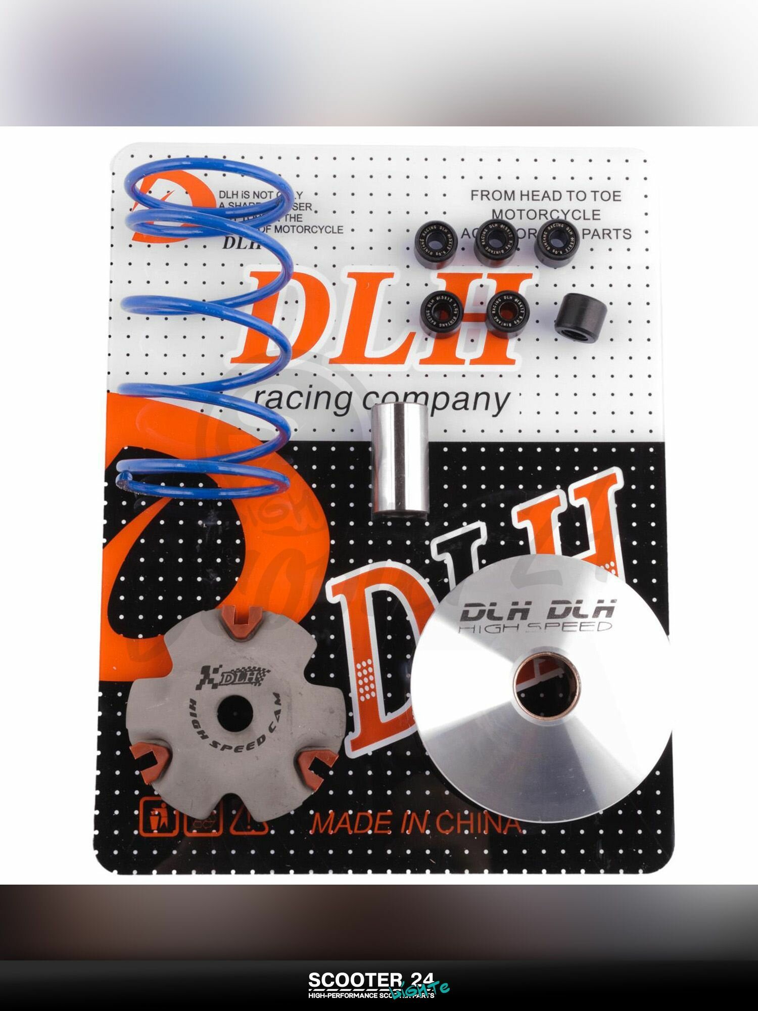 Вариатор передний (тюнинг) на мотоцикл / мопед / скутер Honda DIO AF 27 / Хонда Дио, Такт, Джорно (+палец, ролики 6шт(1шт.- 9g), пружина торкдрайвера) "DLH"