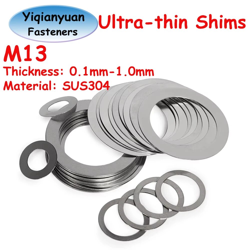 Регулировочные шайбы Yiqianyuan M13 из нержавеющей стали 20Pcs M13x22x0.5