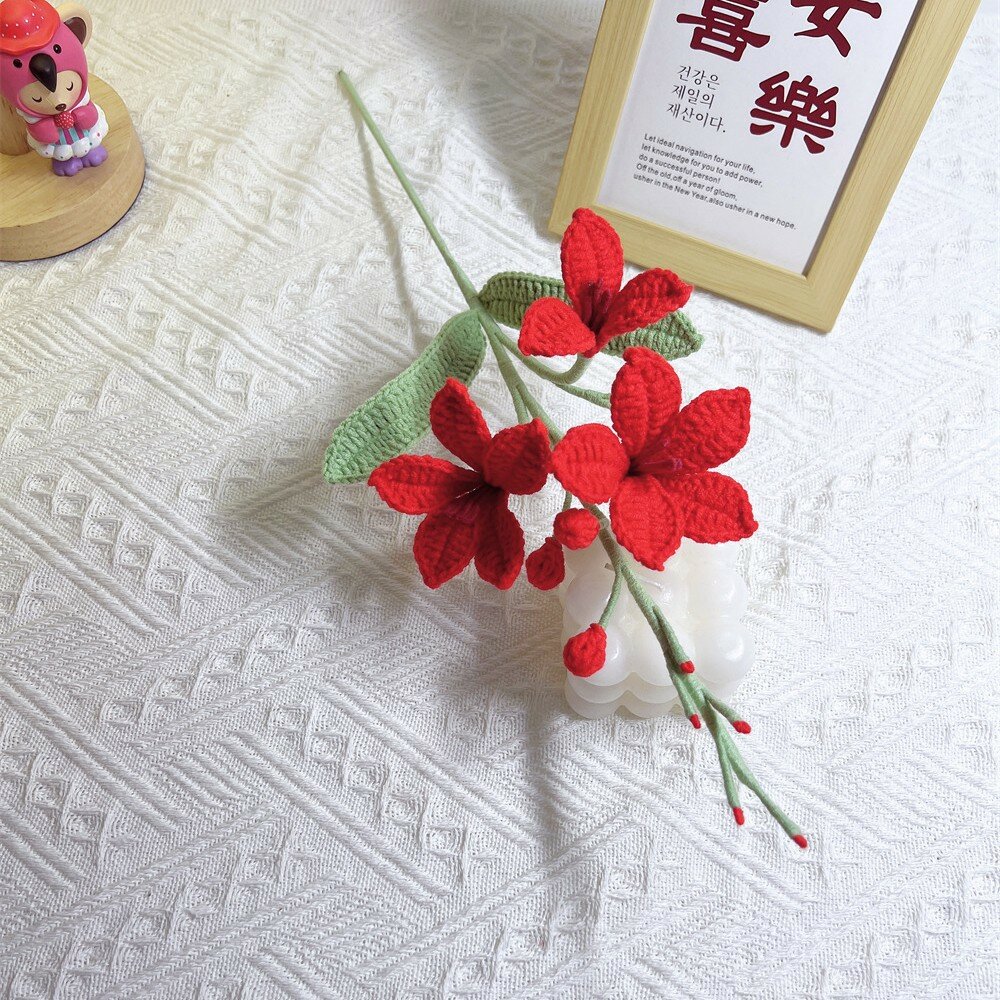 Вязаный цветок из пряжи, готовый ручной работы, вязаная марсова орхидея, креативный DIY букет из пряжи, домашний декор