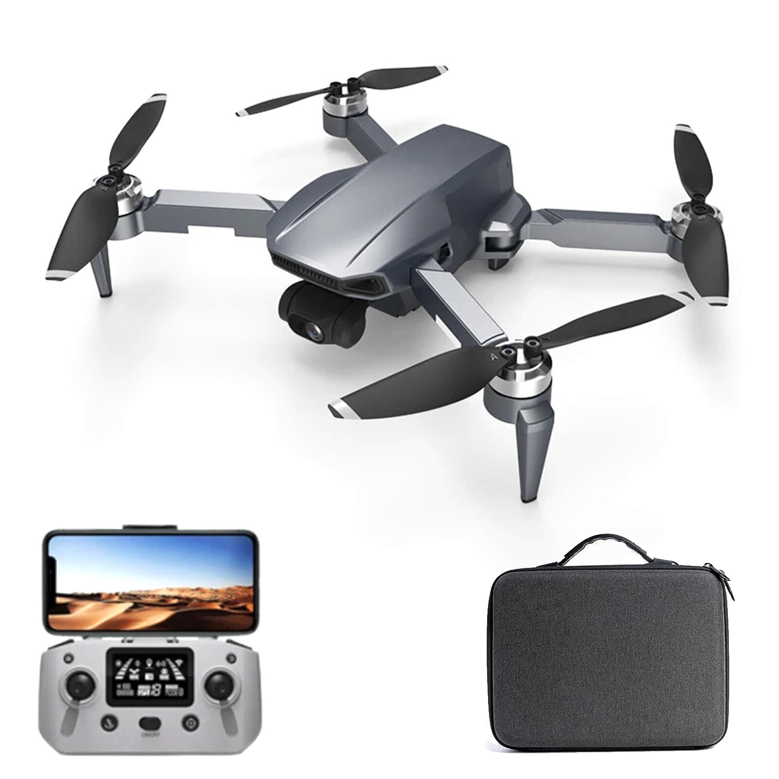 БПЛА с камерой 4K 5G Wi-Fi 3-осевым гибелем время полета 25 мин бесколлекторный квадрокоптер с сумкой для хранения вес 332 г разрешение фото 4096*3072p видео 1920*1080p частота 20fps радиоуправление 2.4GHz батарея 3.7V 300mAh диапазон 500m пакет