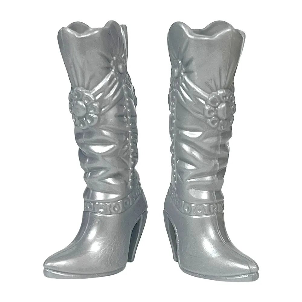 Пара туфель на высоком каблуке для Барби, новые серебристые туфельки