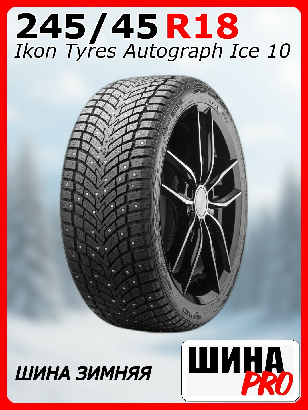 Шина зимняя шипованная Ikon Tyres 245/45/18 T 100 Ikon Autograph Ice 10 XL Ш. для легковых автомобилей TS78120
