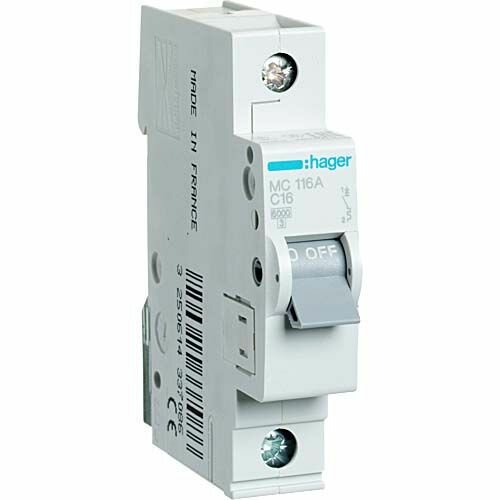 Автомат Hager C16А 1 пол MC116A