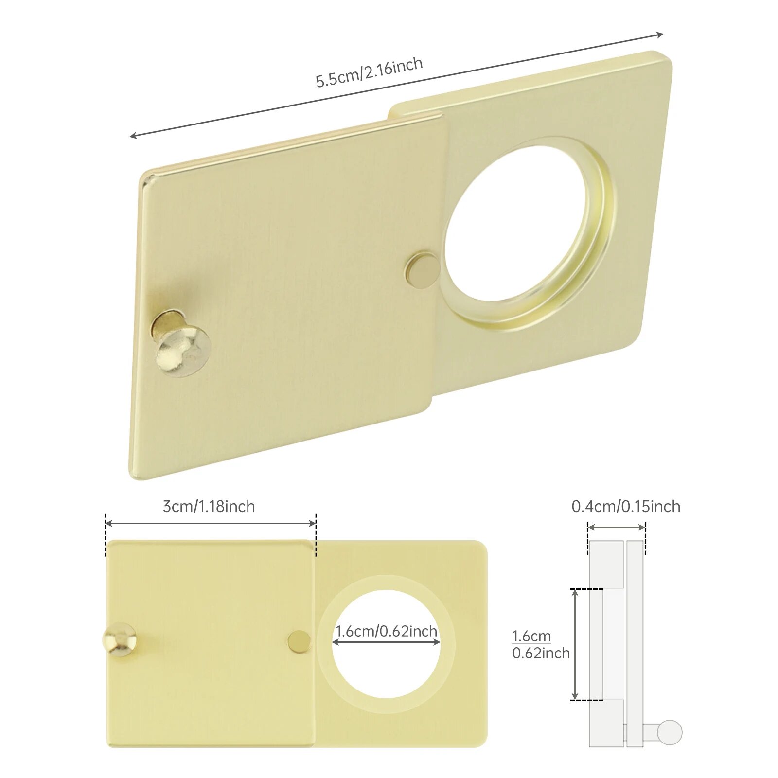 Квадратный дверной глазок из нержавеющей стали 200° Золотой