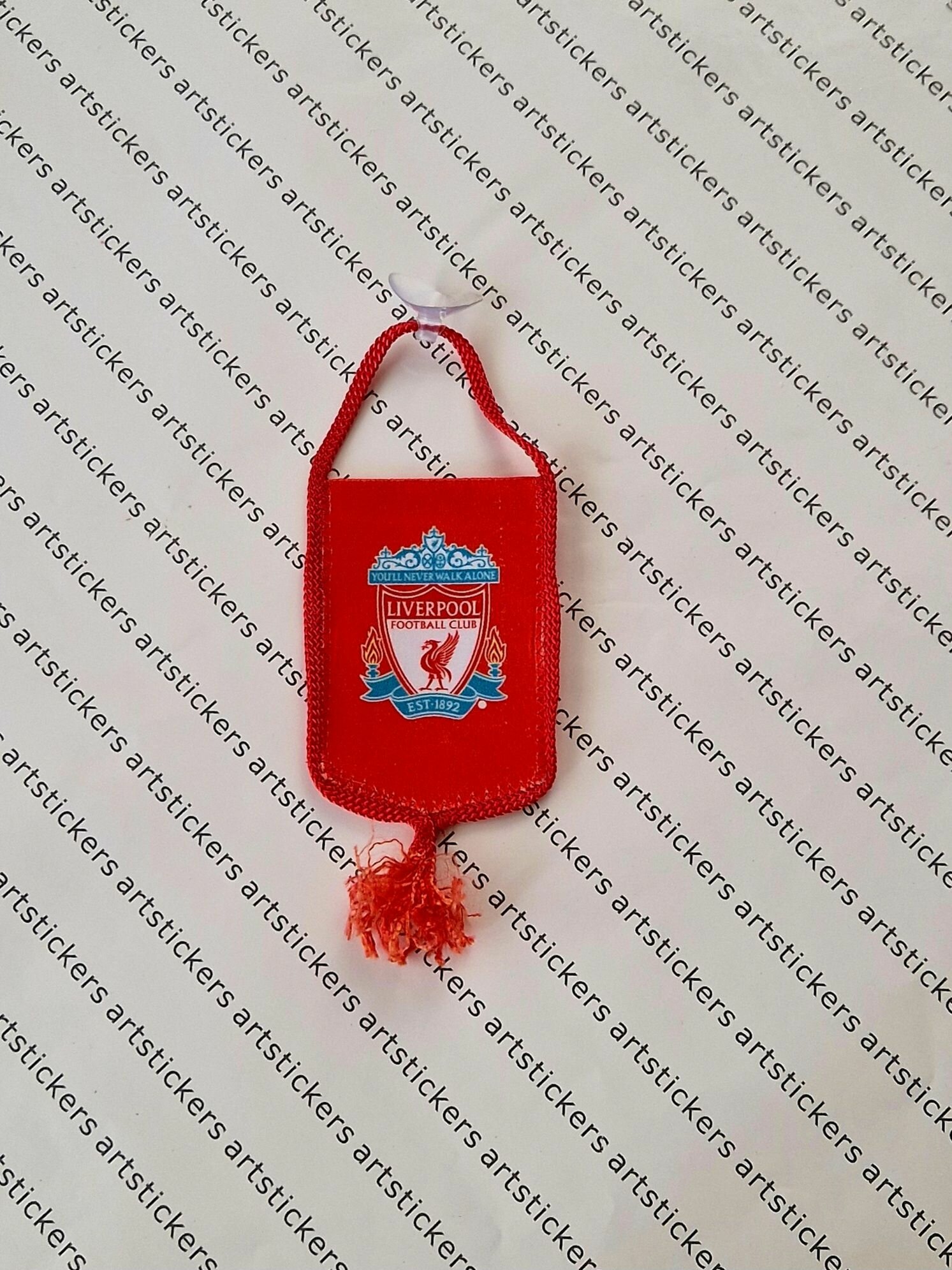 Вымпел "Ливерпуль (Liverpool)", размер 8х12см, двусторонний на присоске, ткань, аксессуар для авто