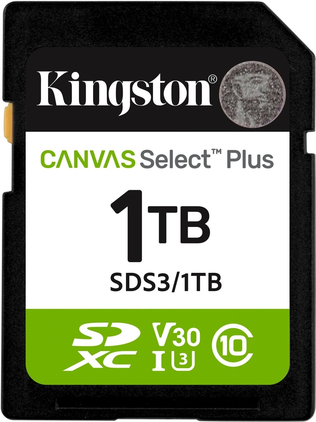 Карта памяти SDXC UHS-I U3 Kingston Canvas Select Plus 1024 ГБ, 150 МБ/с, Class 10, SDS3/1TB, 1 шт, без адаптера