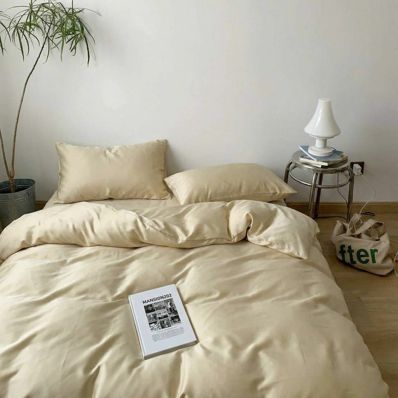 Комплект постельного белья Жемчуг, Супер евро, простыня на резинке 200/200/30, Египетский хлопок, наволочки 70x70