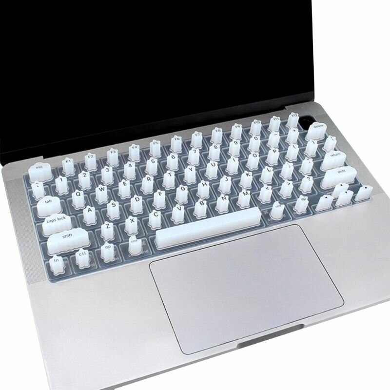 (1 шт.) Силиконовая накладка на клавиатуру для Macbook Pro 14 (американская раскладка), для маникюра белая
