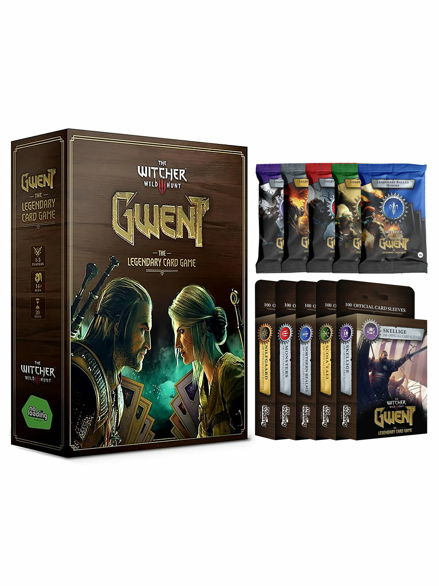 Настольная игра No Loading Games The Witcher 3 Wild Hunt: Gwent + 5 дополнений + набор протекторов на английском