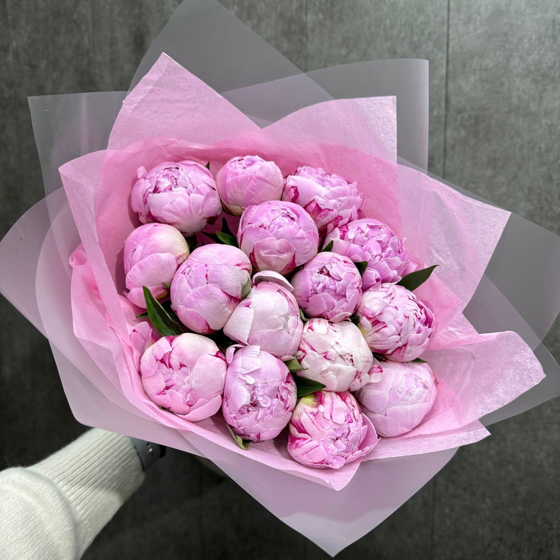 Букет из розовых пионов 15 шт, красивый букет цветов, шикарный, премиум цветы, премиум букет