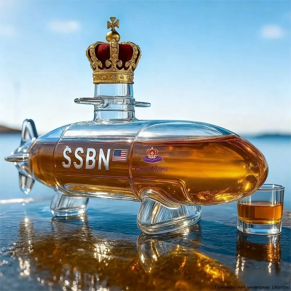 Бутылка Декоративная бутылка в форме подводной лодки, 0.3 л, 1 шт