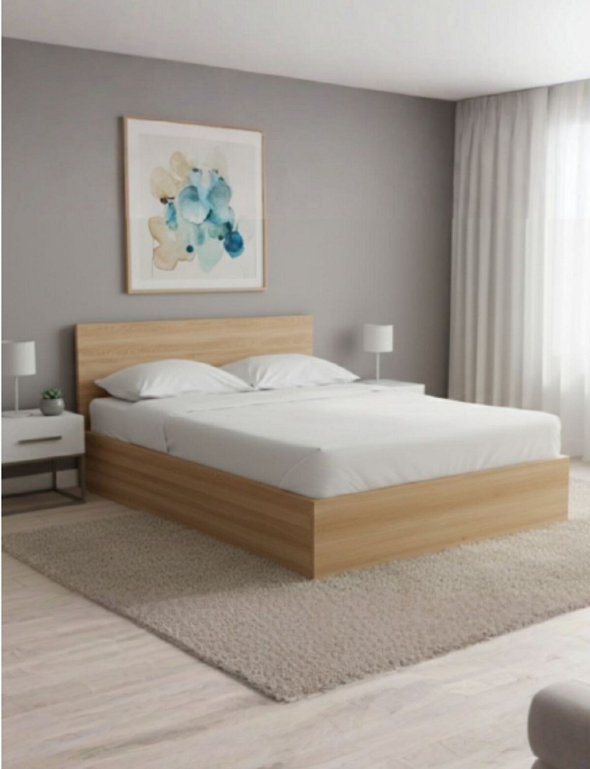 Кровать ЛДСП сп. м. 140х200 см, Дуб сонома (настил в комплекте), усиленная конструкция