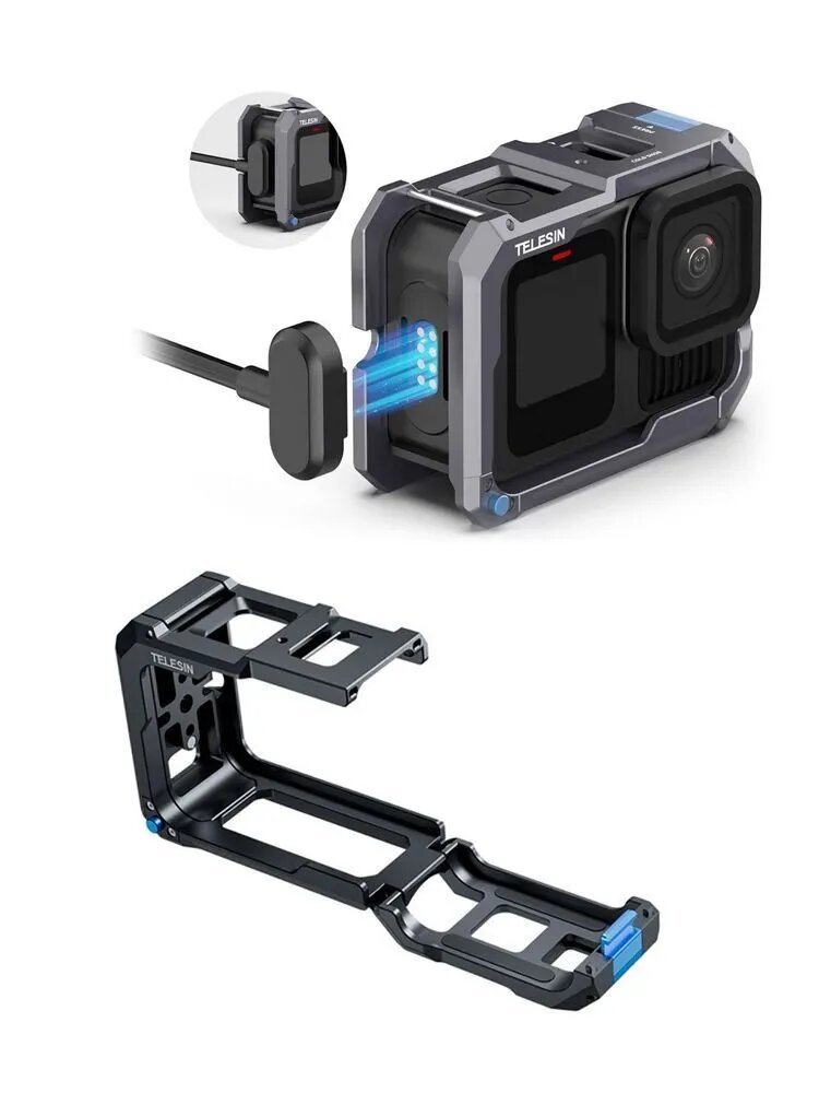 Эксклюзивный защитный бампер для спортивных камер GoPro 13 и 12, выполненный из металлического сплава, предотвращает повреждения при падении