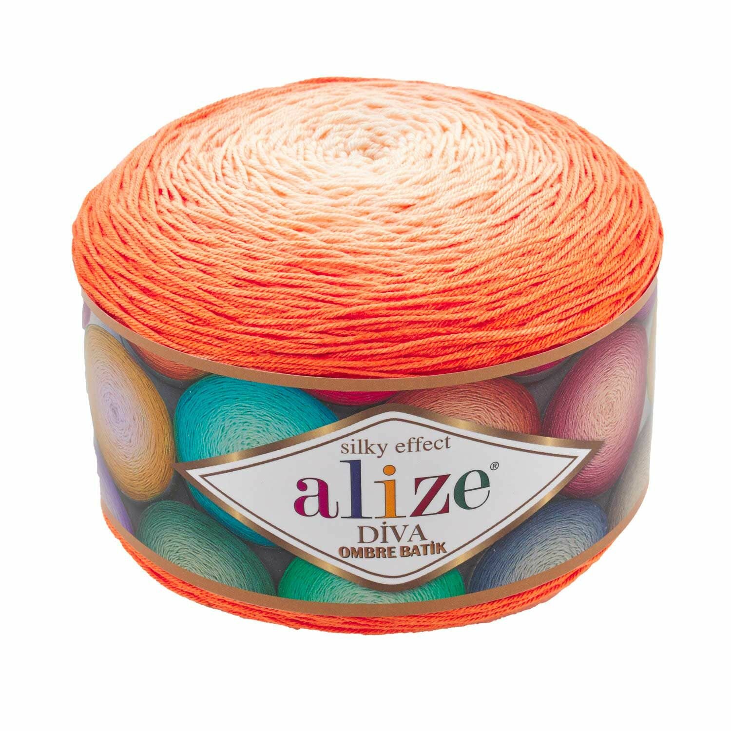 Пряжа Alize Diva Ombre Batik 7413 (1 моток, 250г/875м) оранжевый