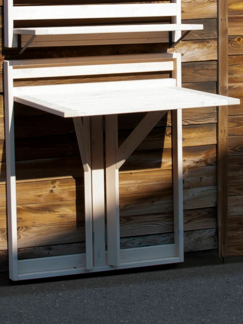 Стол складной, 76х64, Эпларо, кухонный, садовый, для балкона, деревянный, белый, Dipriz