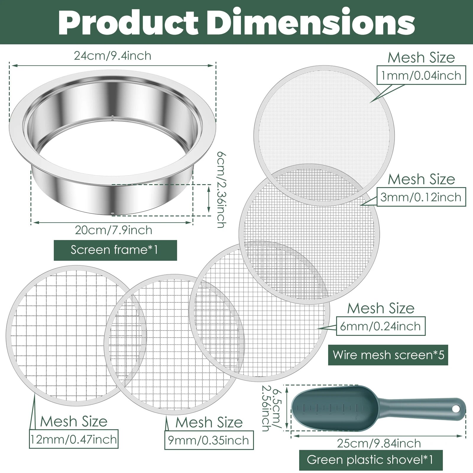 Набор для просеивания почвы из нержавеющей стали
