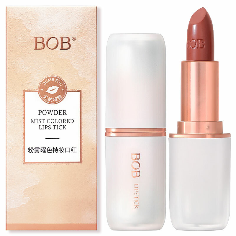 Помада женская BOB Pink Mist бархатная стойкая, оттенок 04# Peach oolong