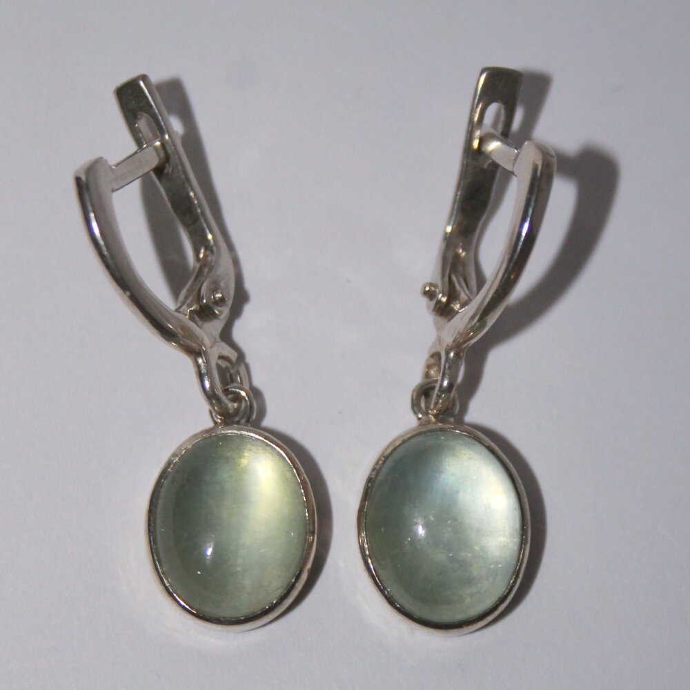 Серьги с подвесками, гелиодор