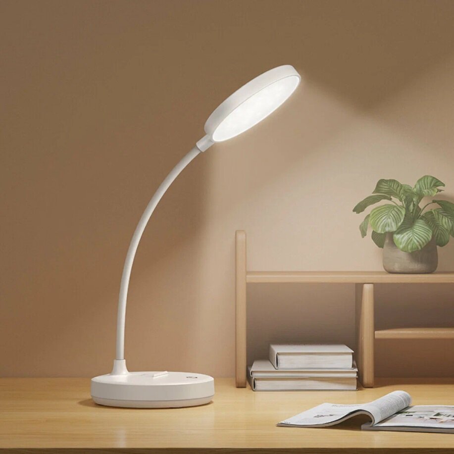Настольная лампа с диммером Hoco HX14 Large Area Soft Light, 3000-6500K, 1600 mAh, 5W, Белый — фото 1