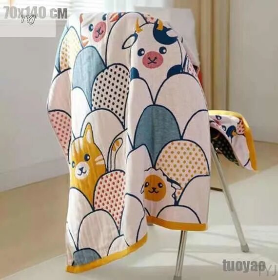 Полотенце банное, Хлопок, 70x140 см, белый, светло-розовый, 1 шт.