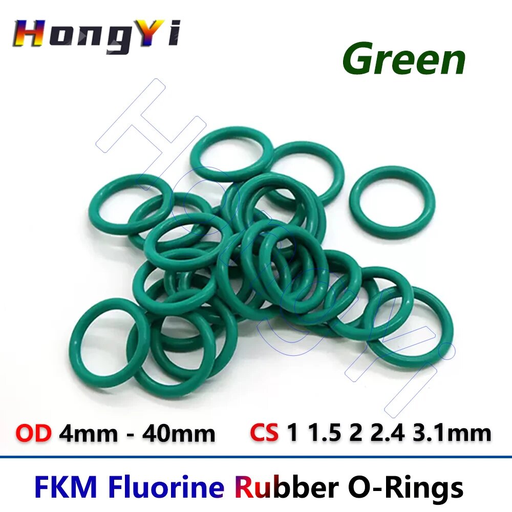 50 шт. уплотнительных колец FKM зелёные OD 4-40 мм 9 x 6 x 1.5mm
