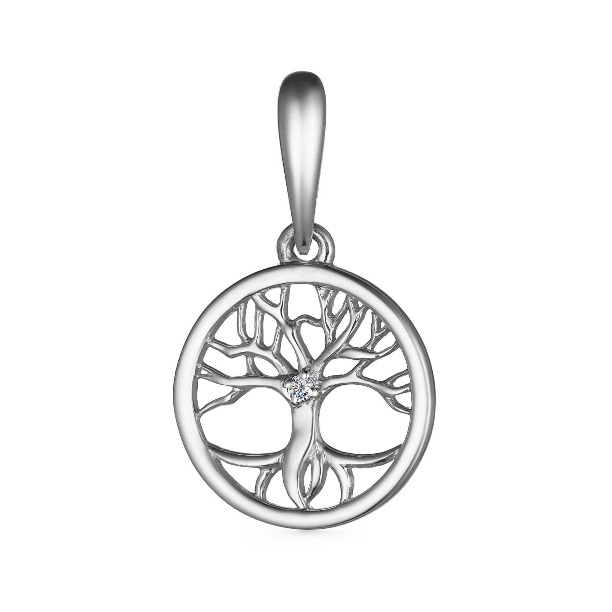 Подвеска, белое золото, 585 проба, бриллиант