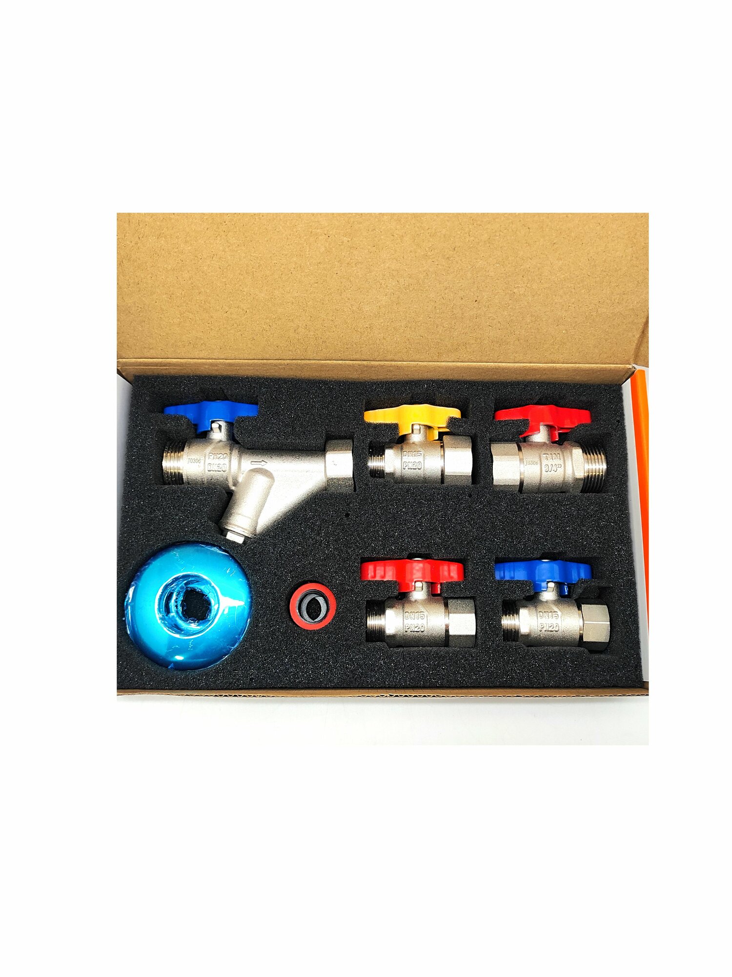 Комплект Прямых шаровых кранов с накидной гайкой для газового котла TIM, DE102k