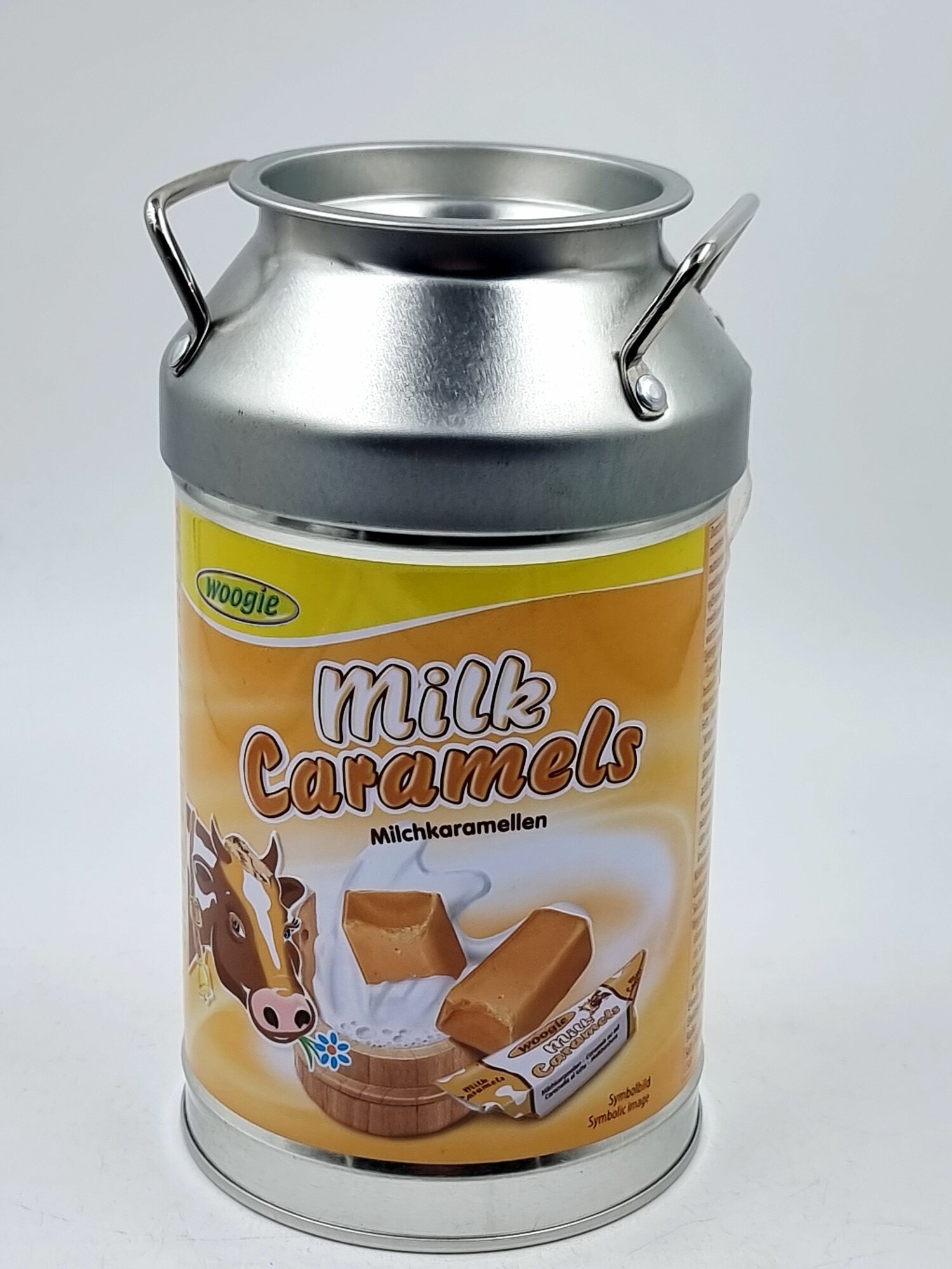 Woogie конфеты Молочная карамельная Коровка в бидоне/копилке, 250 г (Австрия)