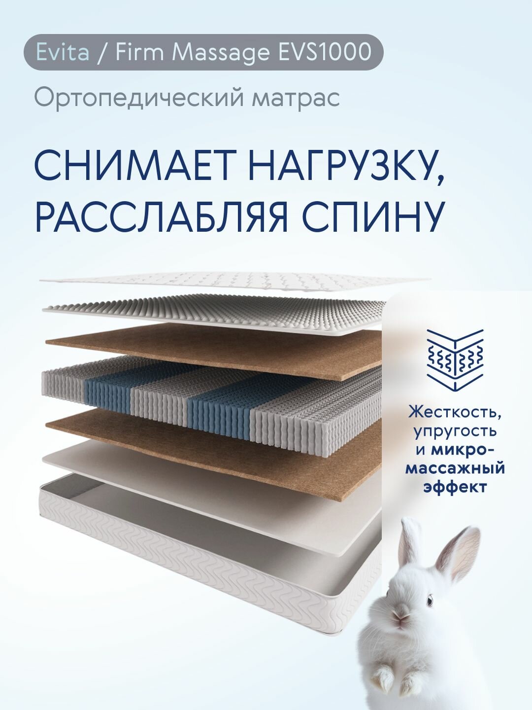 Ортопедический матрас Evita Firm Massage EVS1000, 200х90, независимые пружины, микромассажный эффект
