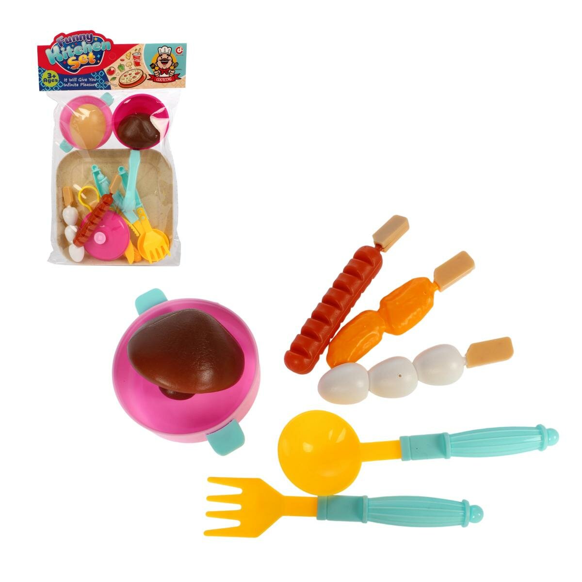 Игровой набор для кухни «Funny Kitchen Set», 12 предметов, пластик, яркие цвета, возраст 3+