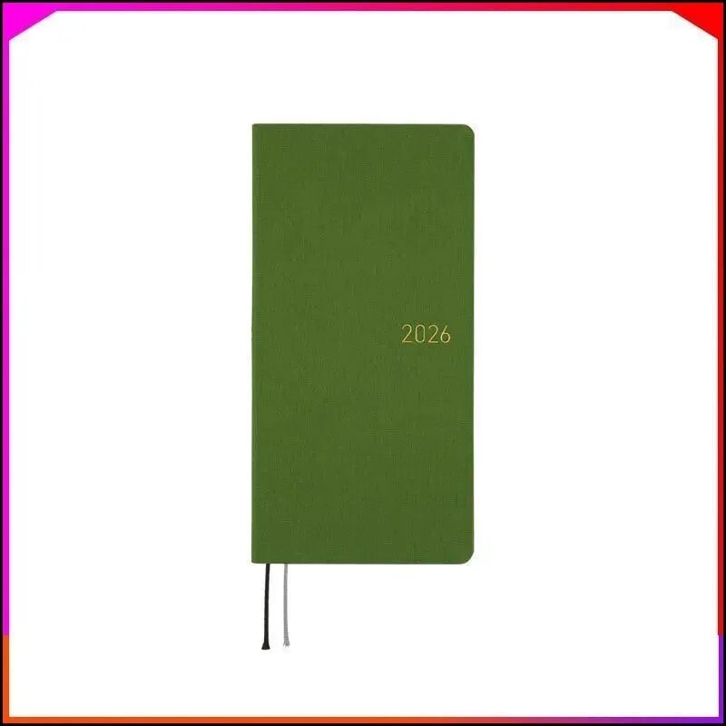 Еженедельник B7 античный зеленый в клетку твердая обложка для записей, блокнот для планирования на 2026 год