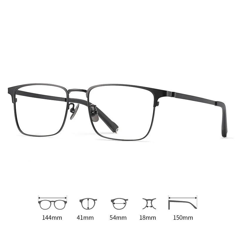 RBENN New 144mm Width Big Size Titanium Reading Glasses Men Business Square Anti Blue Light Computer Readers +1.50 1.75 2.0 2.50
