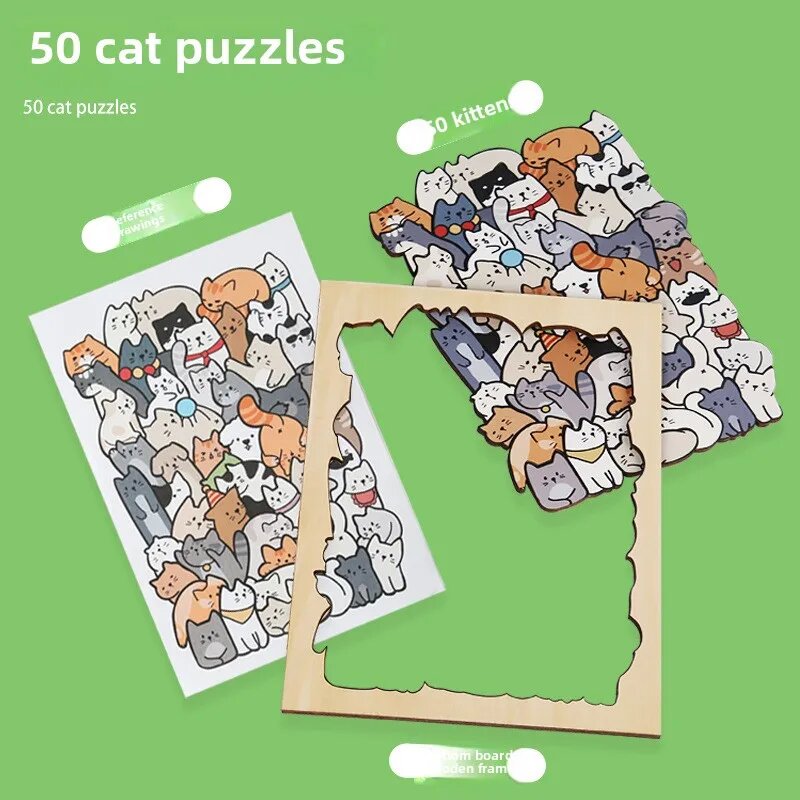 Деревянный 3D пазл "Щенок и кошка" Cat Puzzle