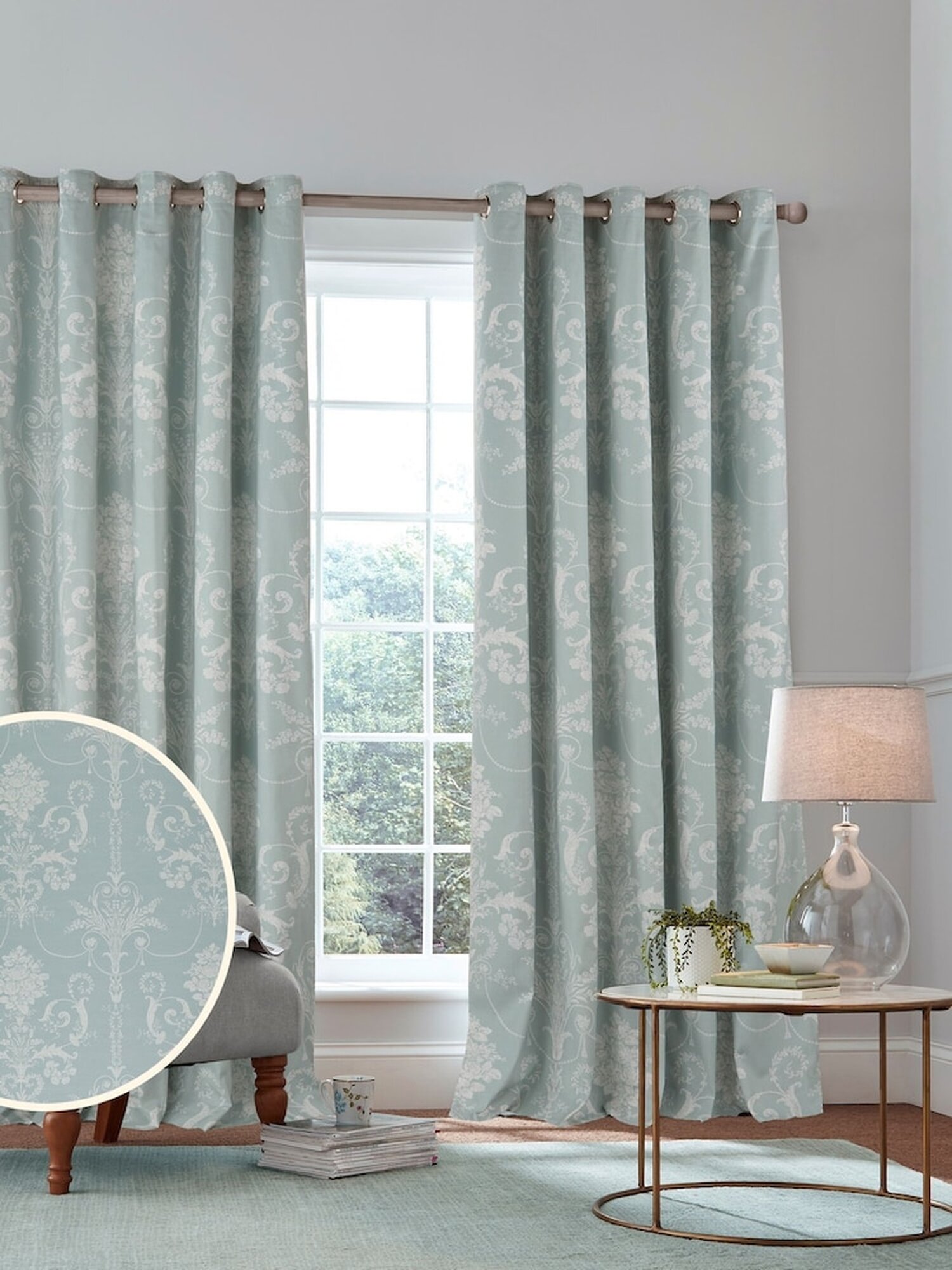 Шторы плотные Laura Ashley Josette с люверсами, размер 223х220 см, цвет зеленовато-голубой, U71-452_1