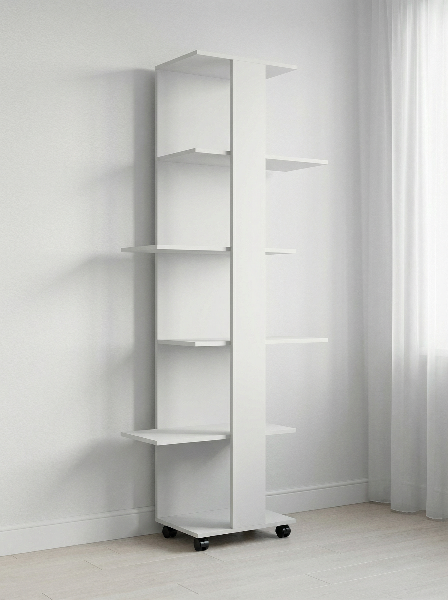 Стеллаж открытый на колесиках Стим-3, ШхГхВ: 80х30х180 см, белый