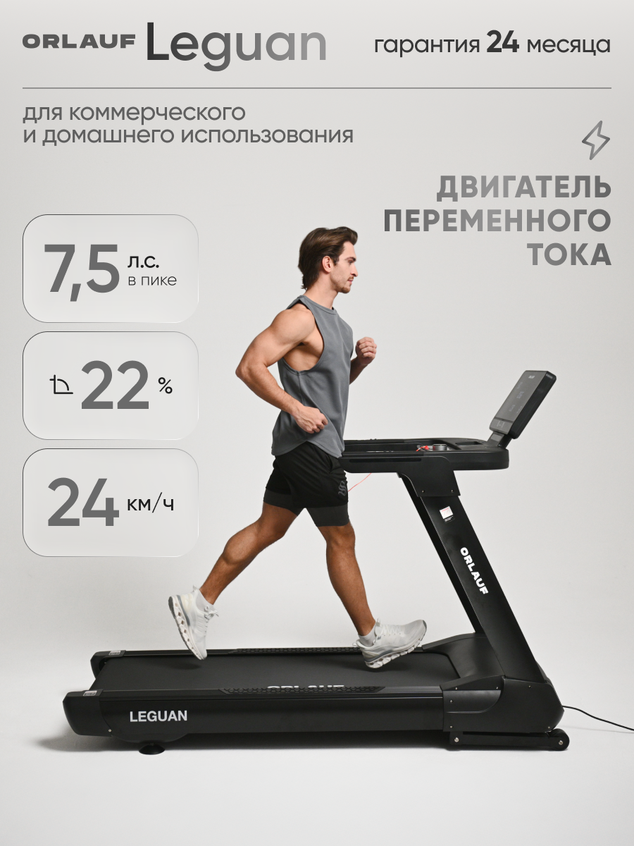 Беговая дорожка электрическая профессиональная Orlauf Leguan