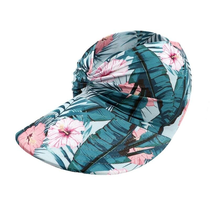 Шляпа солнцезащитная широкополая в леопардовом принте, Голубое небо и зеленая буква l