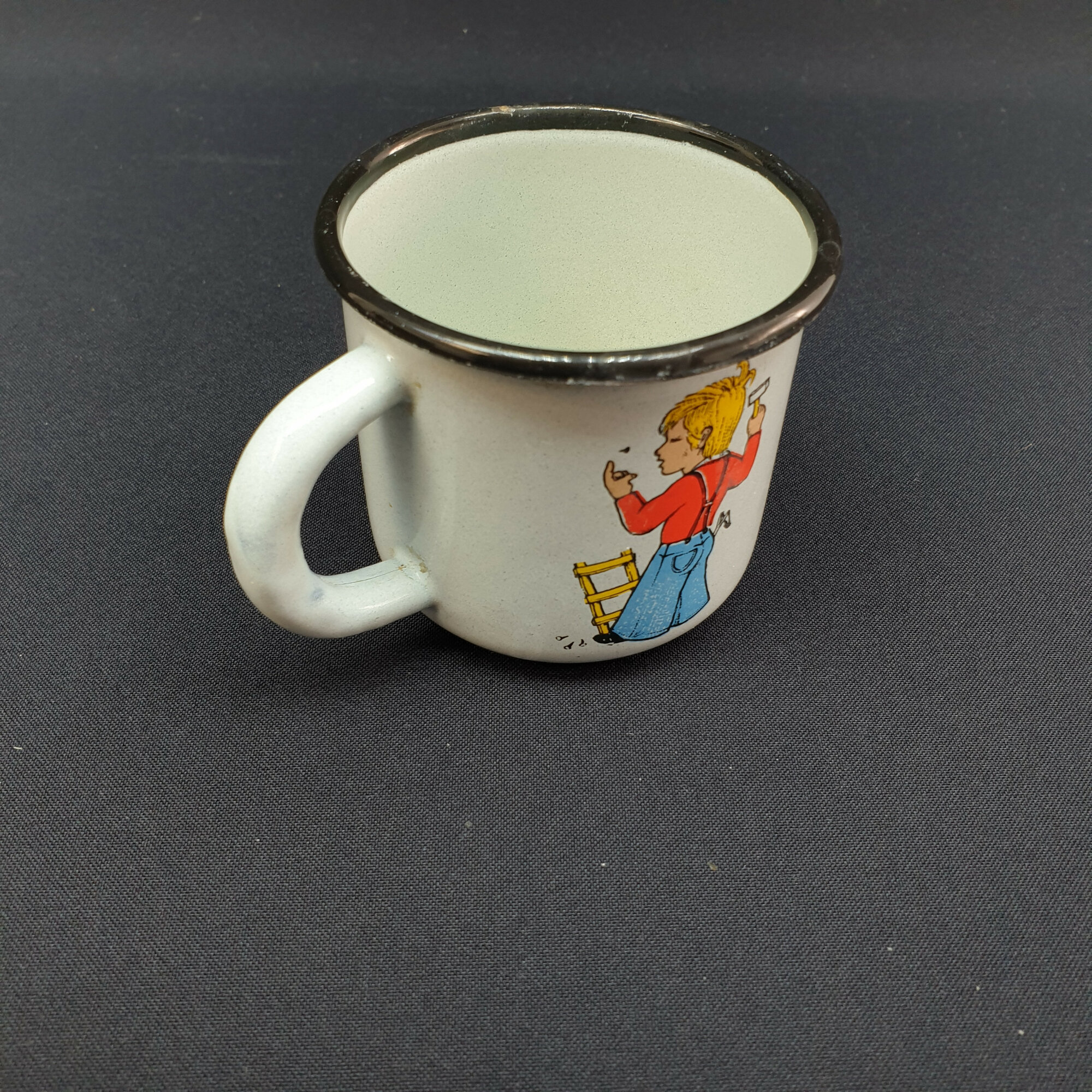 Винтажная эмалированная кружка, метал 200 мл, скол, СССР.