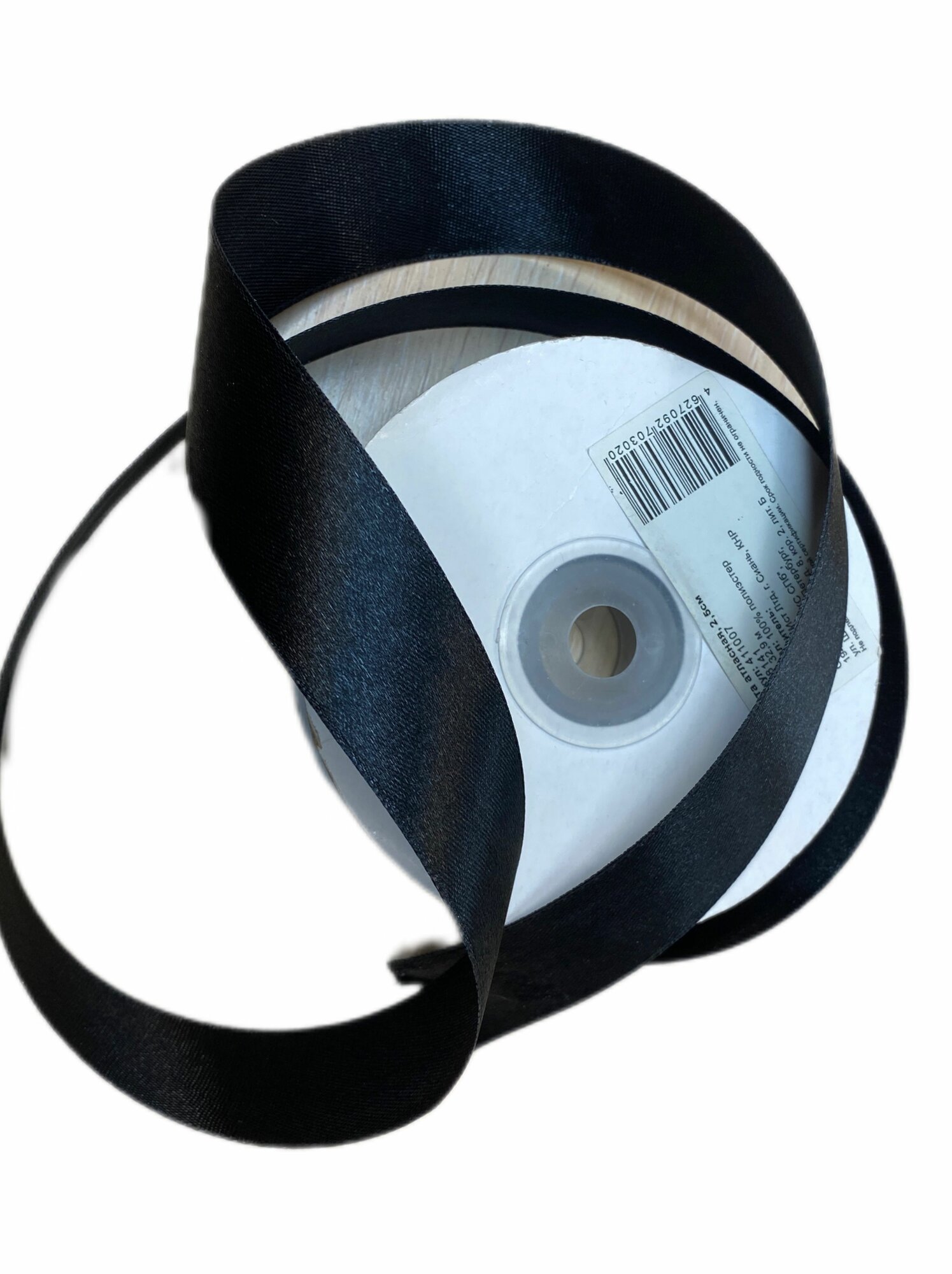 ЛЕнта атласная черная 25 мм (1 боб-32м)