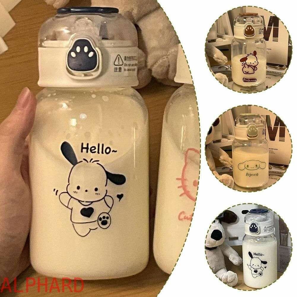 500 мл Прозрачная бутылка для воды, Бутылка для воды, Sanrio Anime, Kawaii, студенческий стаканчик с трубочкой, детский подарок
