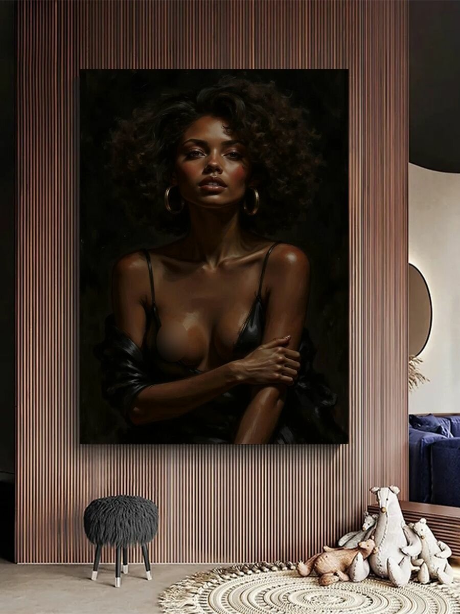 Картина на стену - "Сексуальная девушка, голая 18+, масляная живопись, эротический арт" , 60х80 см.