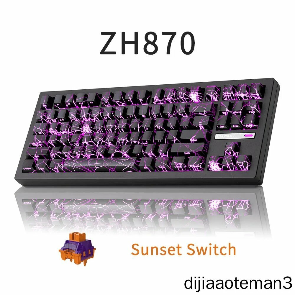 Игровая клавиатура беспроводная ZH870 Sunset Switch, Английская раскладка, черный