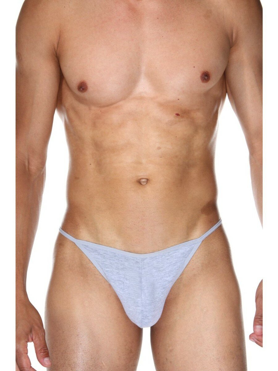 Мужские трусы стринги светло-серые DARKZONE DZN6652 хлопок/эластан M (44)